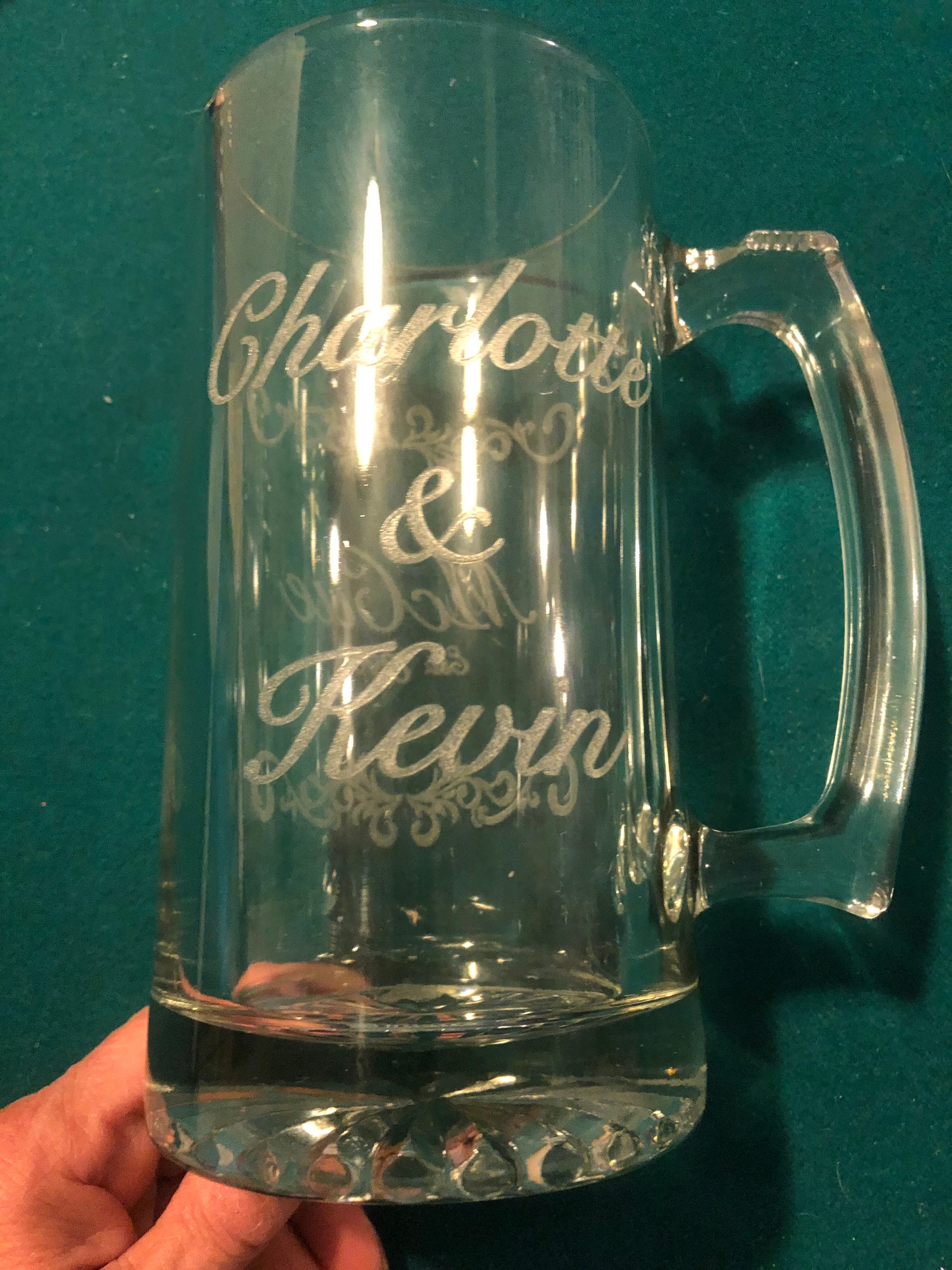 Customized Engraved Glass 26.5 ounce Beer Mugs | Etsy