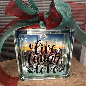 LIVE LAUGH LOVE Lighted Glass Cube Centerpiece - Etsy