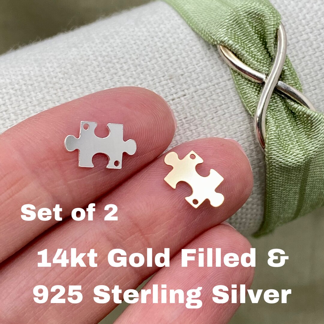 Set of 2 X 14kt Gold Filled or Sterling Silver Puzzle Piece Connectors ...