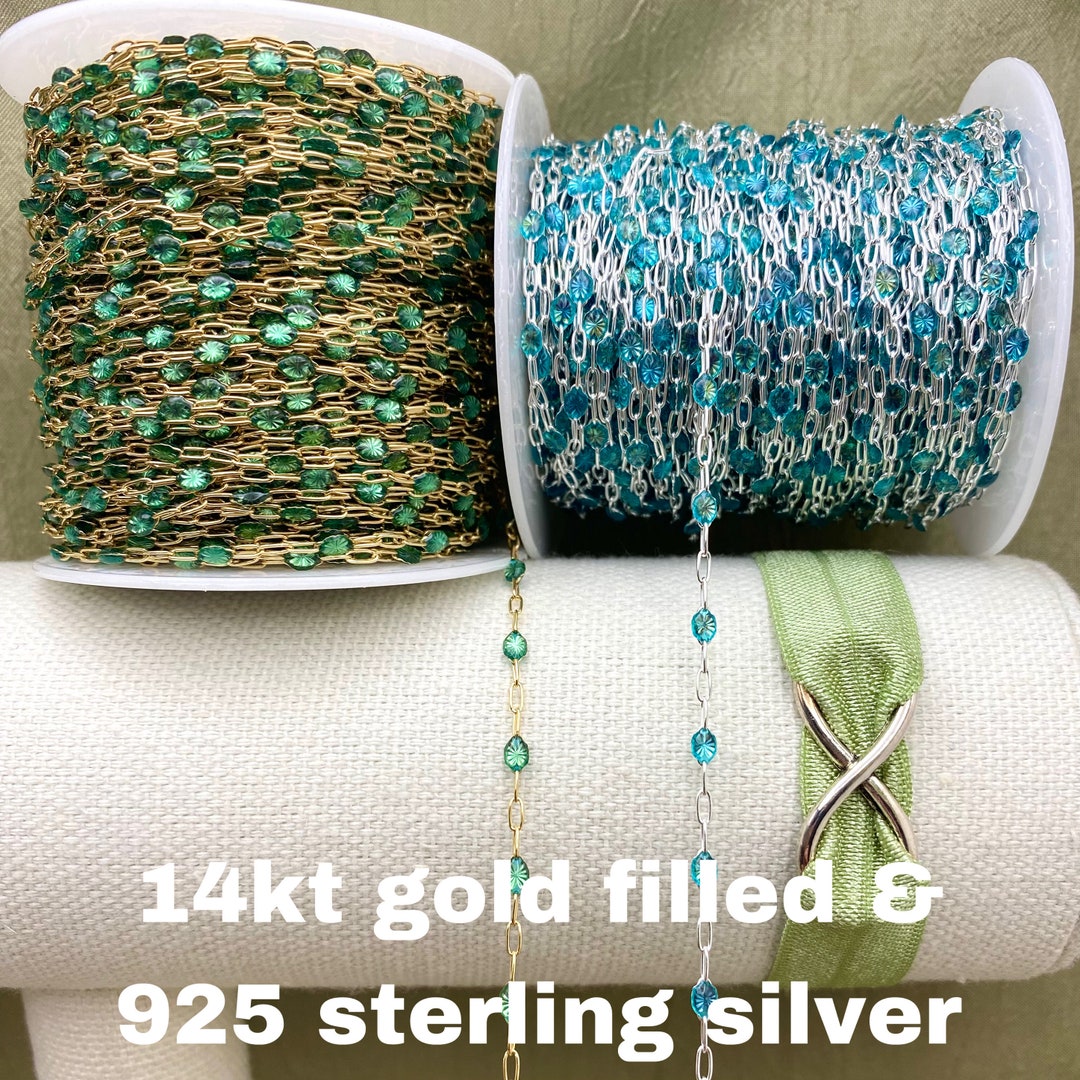 Premium Teal Blue Green - Chain by the Foot - 14kt Gold Filled or ...