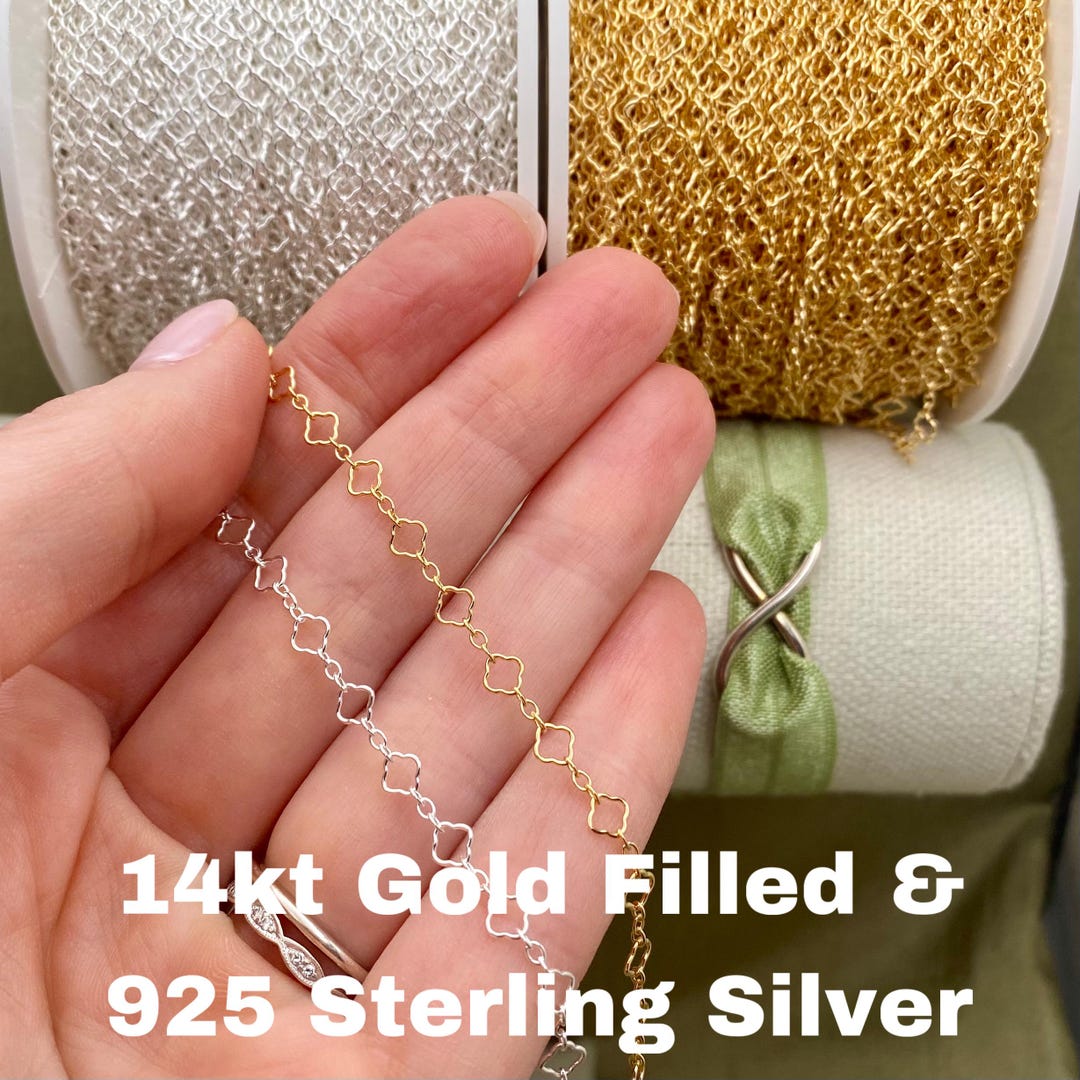 Clover Chain 14kt Gold Filled or Sterling Silver - Chain by the Foot ...