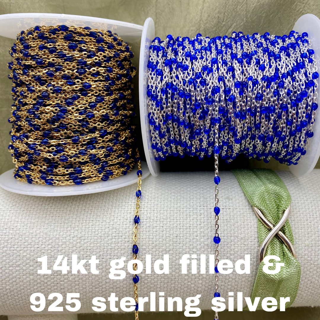 Premium Sapphire Blue Enamel - Chain by the Foot - 14kt Gold Filled or ...