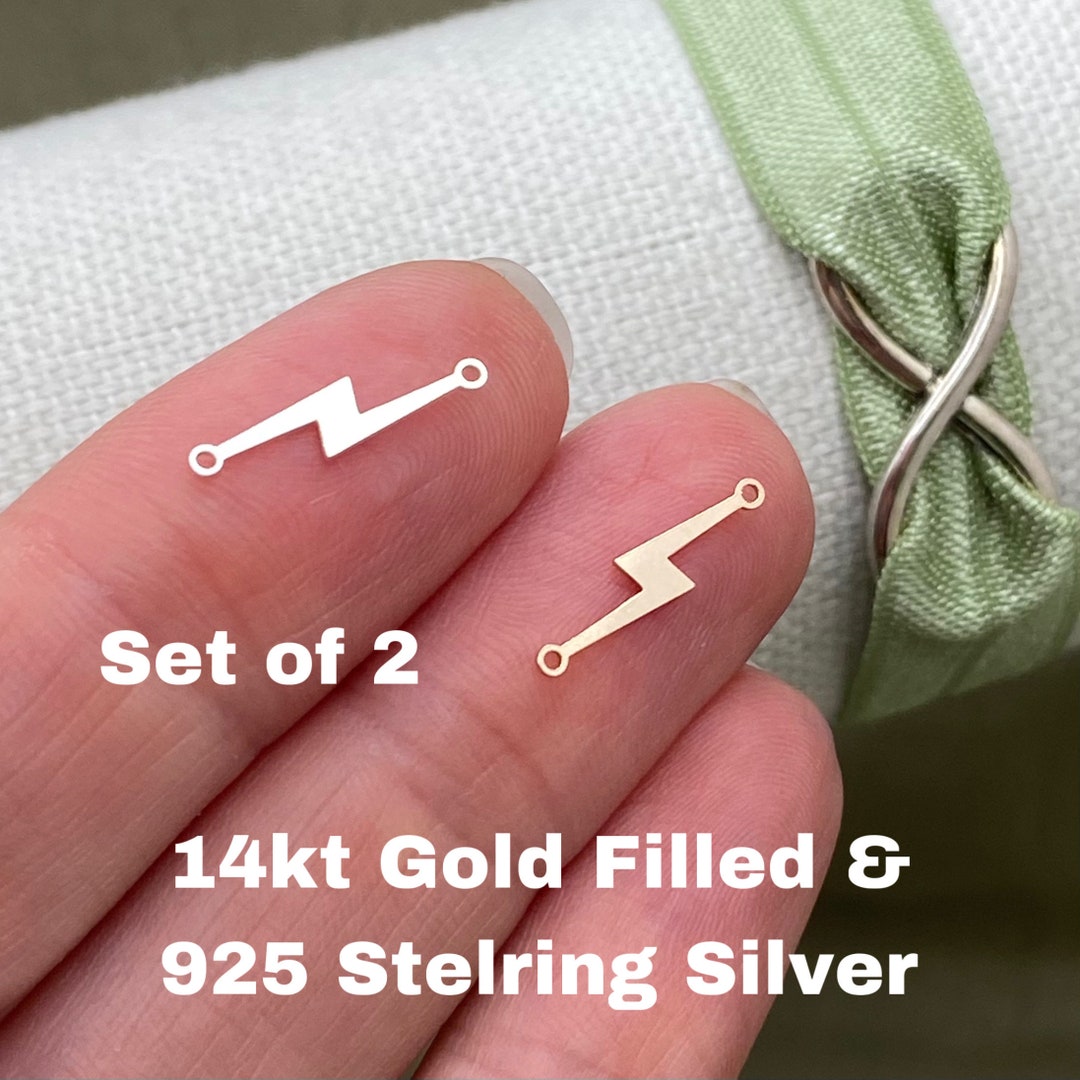 Set of 2 X 14kt Gold Filled or Sterling Silver Lightning Bolt ...