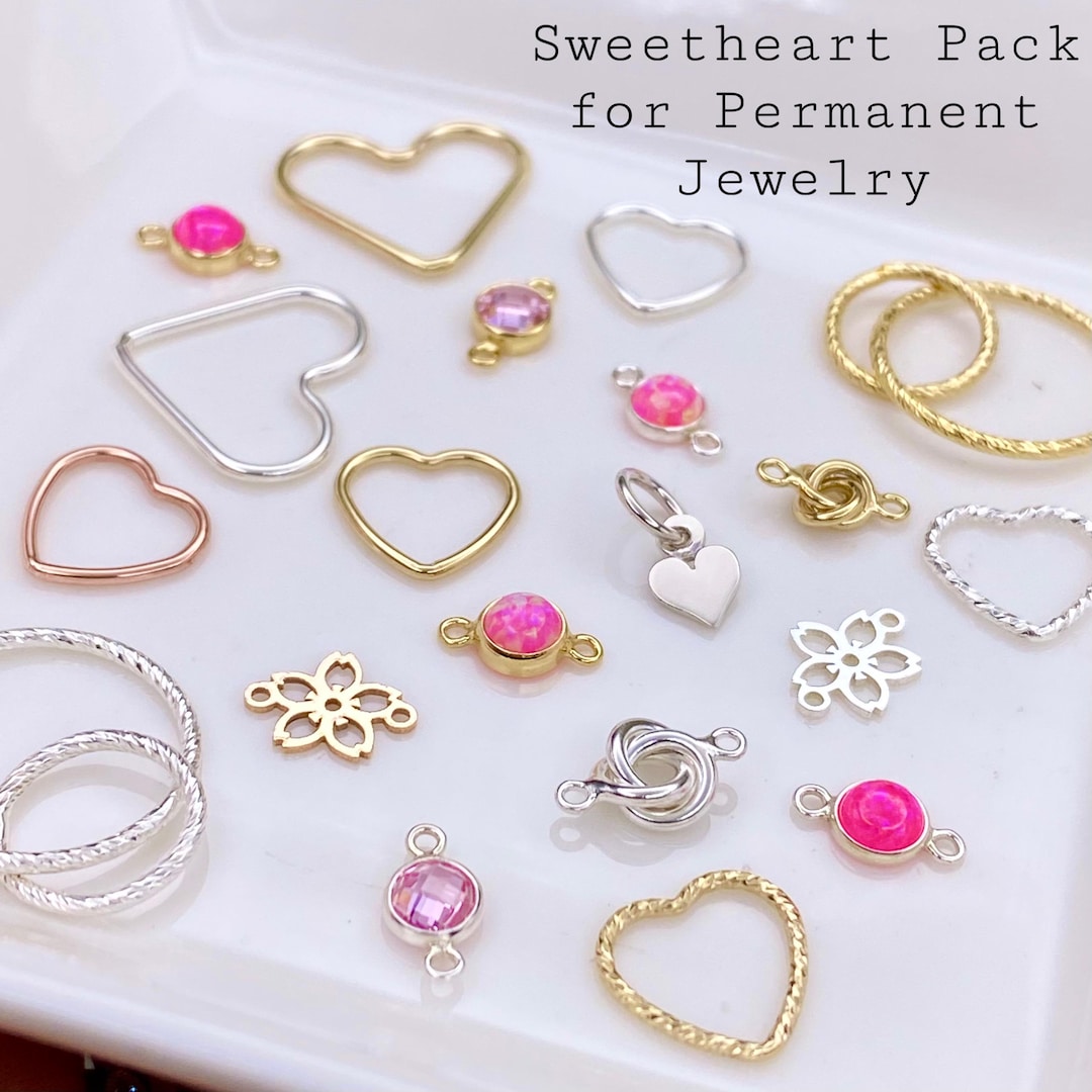 Sweetheart Permanent Jewelry Connector Charms Pack - Set for Bracelets ...