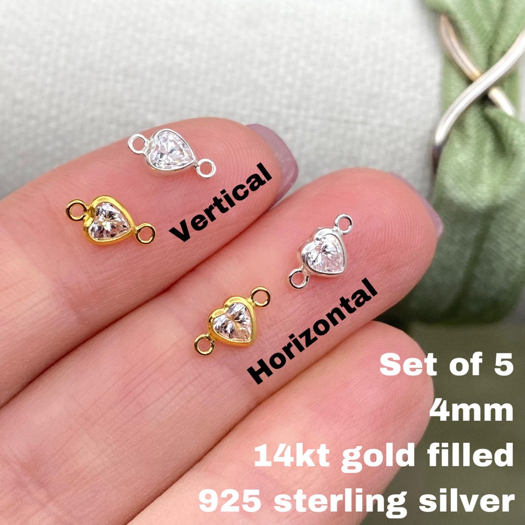 Heart Connectors - Set of 5 X 14kt Gold Filled or Sterling Silver 4mm ...