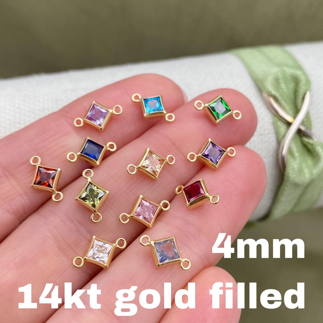 4mm 14kt Gold Filled Diamond Shaped Birthstone CONNECTORS - Princess ...