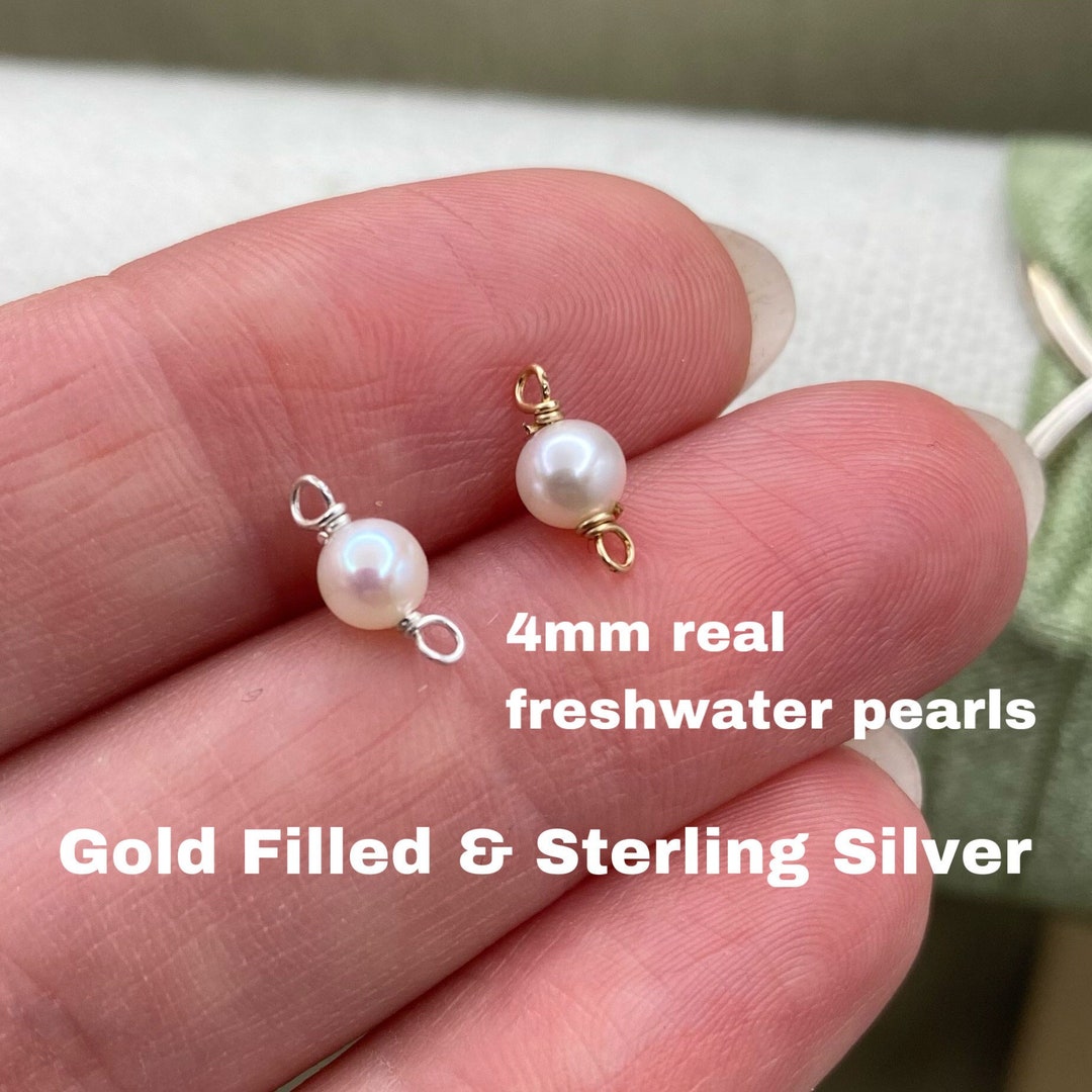 Set of 5 X Gold Filled or Sterling Silver 4mm Round Real Freshwater ...