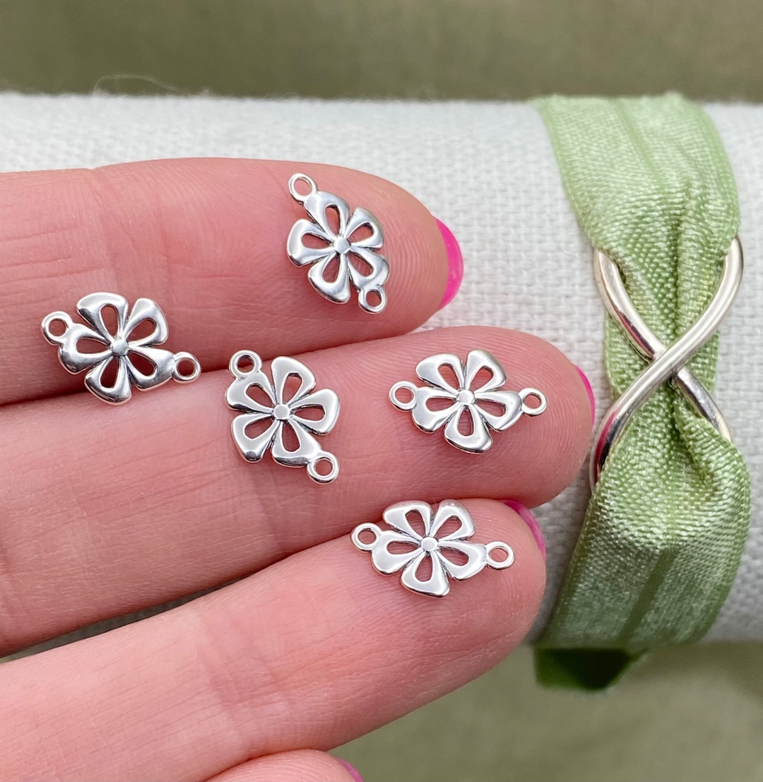 Set of 5 X Sterling Silver Tiny Flower Connectors for Permanent Jewelry ...