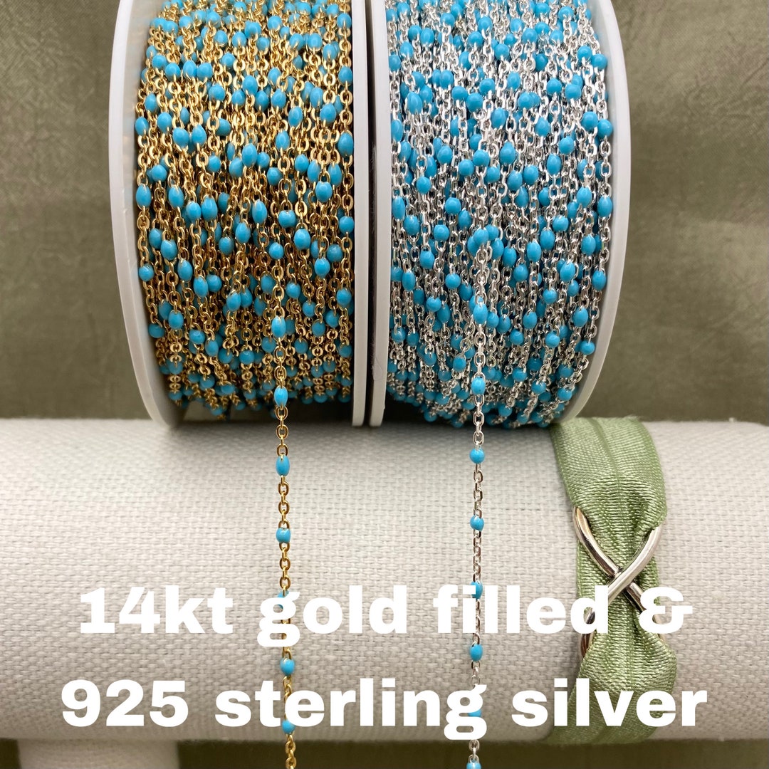 Premium Turquoise Blue - Chain by the Foot - 14kt Gold Filled or ...