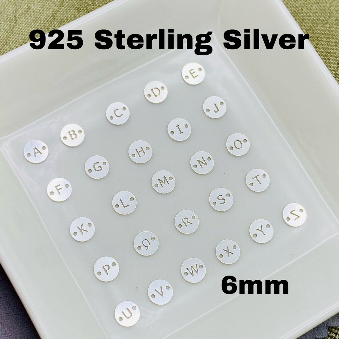 Round Letter Connectors - 6mm Sterling Silver Alphabet Connectors for ...