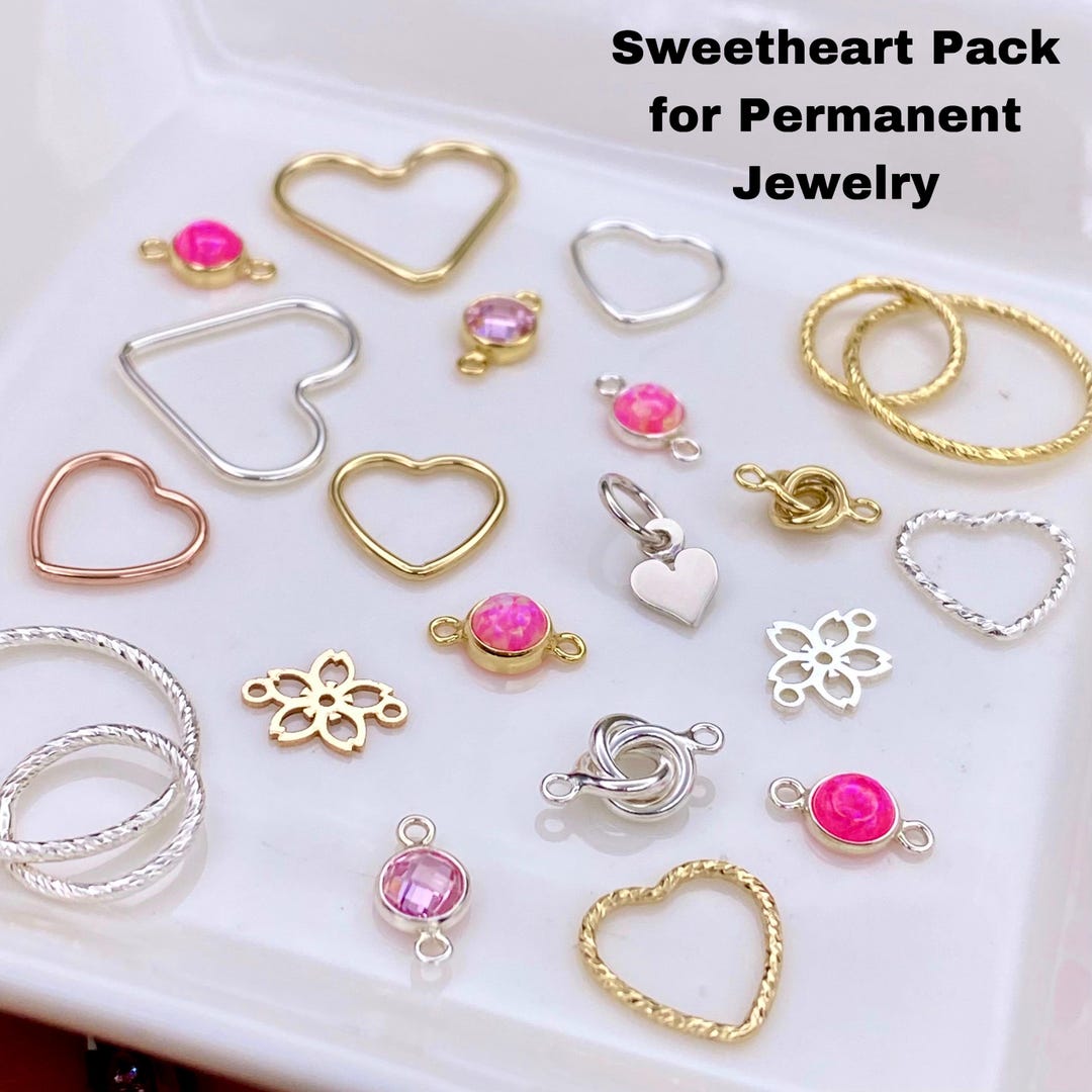 Sweetheart Permanent Jewelry Connector Charms Pack Set for Bracelets ...