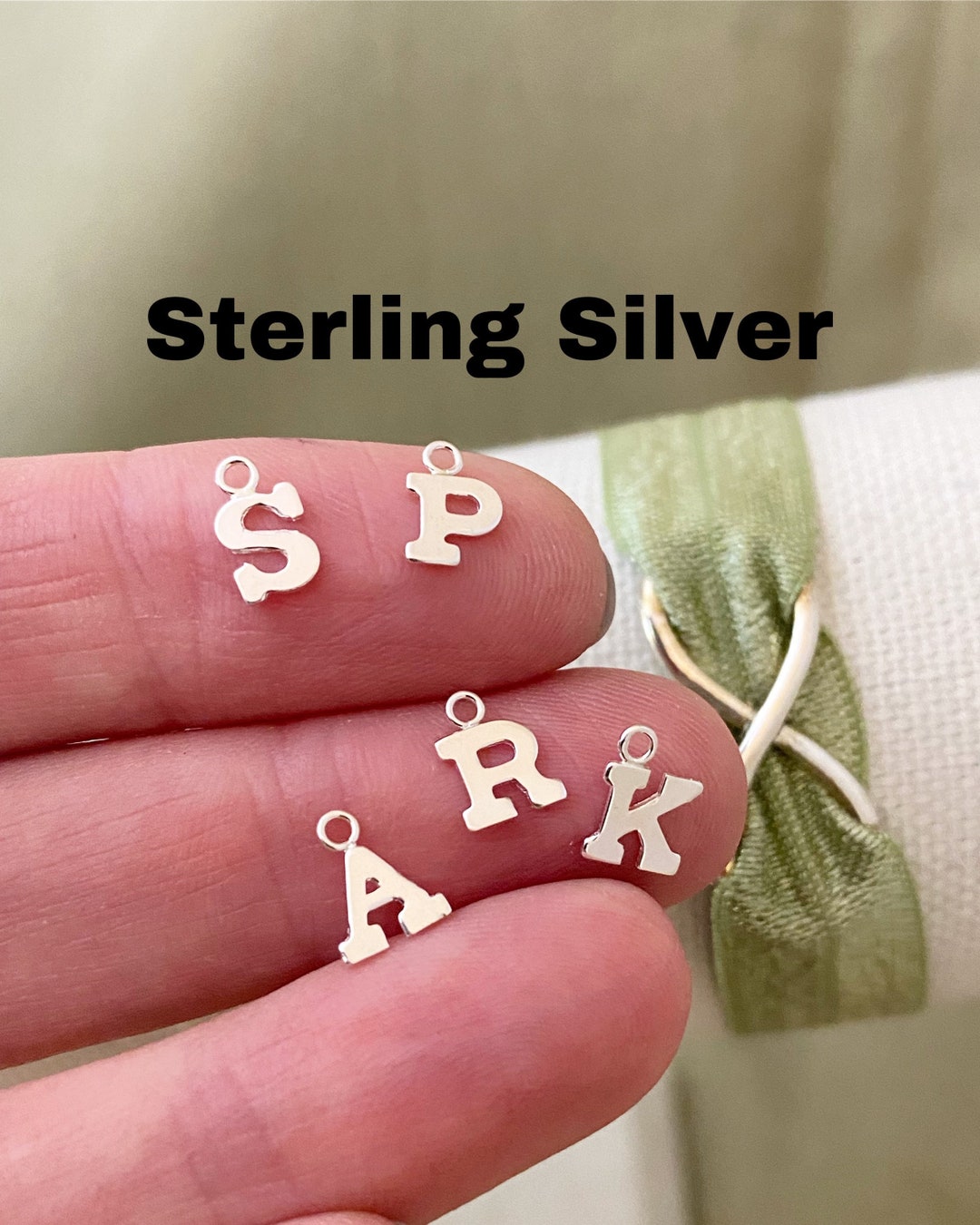 TINY Sterling Silver Letter Charm for Bracelet or Necklace 5mm - F18 ...