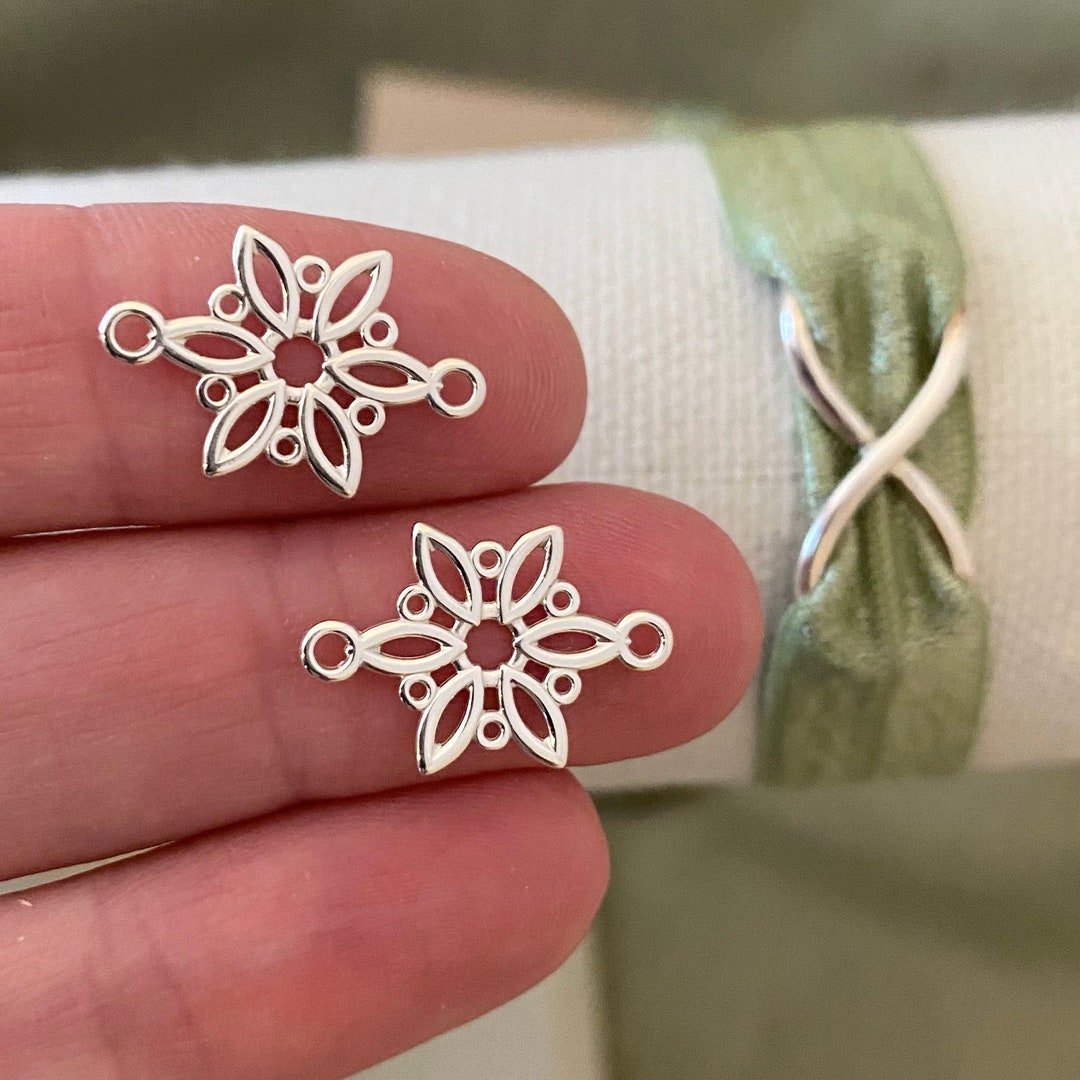 Set of 2 X Sterling Silver Snowflake Connectors for Permanent Jewelry ...