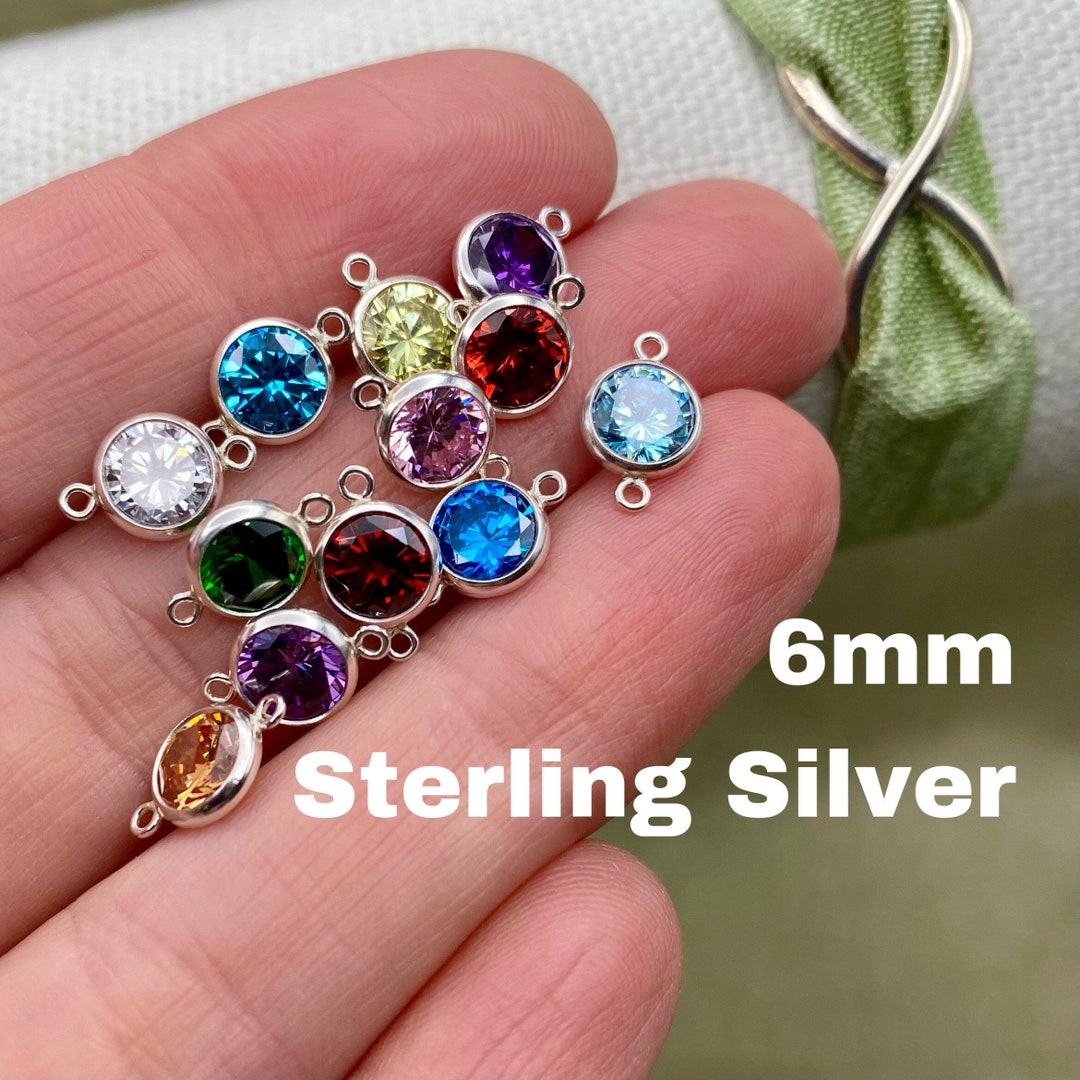 Original Colors - 6mm Sterling Silver Birthstone CONNECTORS - Top ...