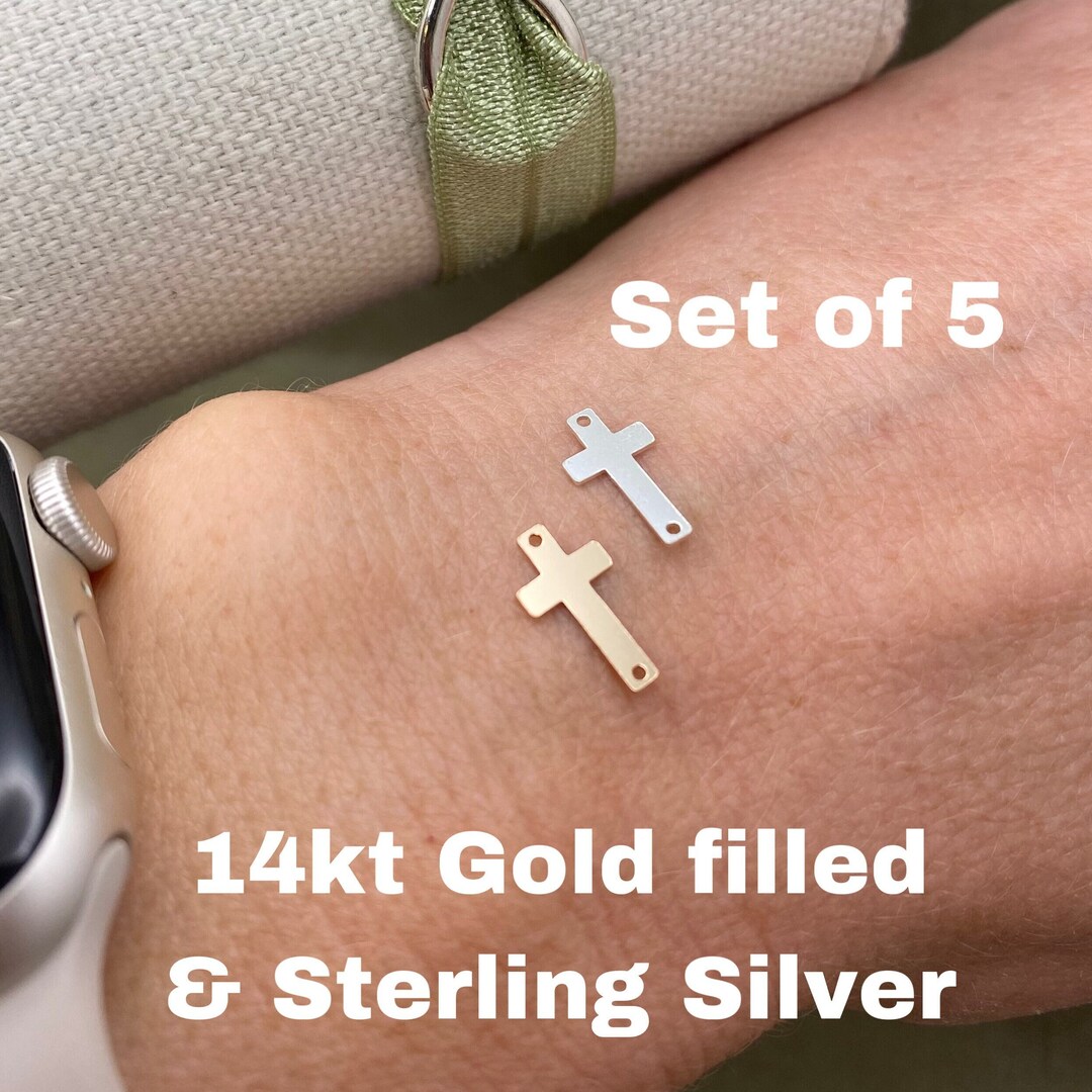 Set of 5 Cross Connectors - 14kt Gold Filled or Sterling Cross Connectors - Religious Link ...