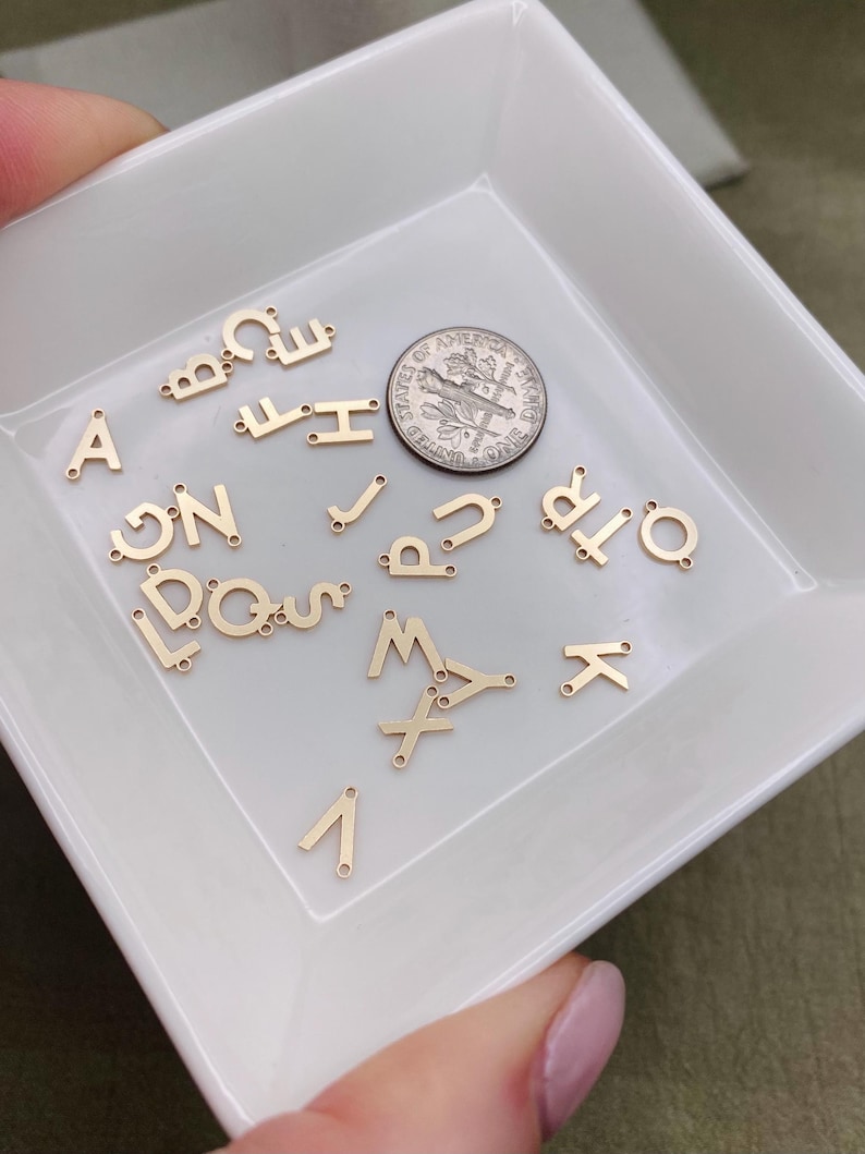 Vertical Letter CONNECTORS - 6mm 14kt Gold Filled Alphabet Initial ...