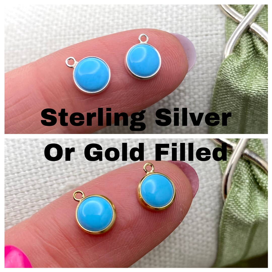 Set of 2 X Turquoise 14kt Gold Filled or Sterling Silver Synthetic ...
