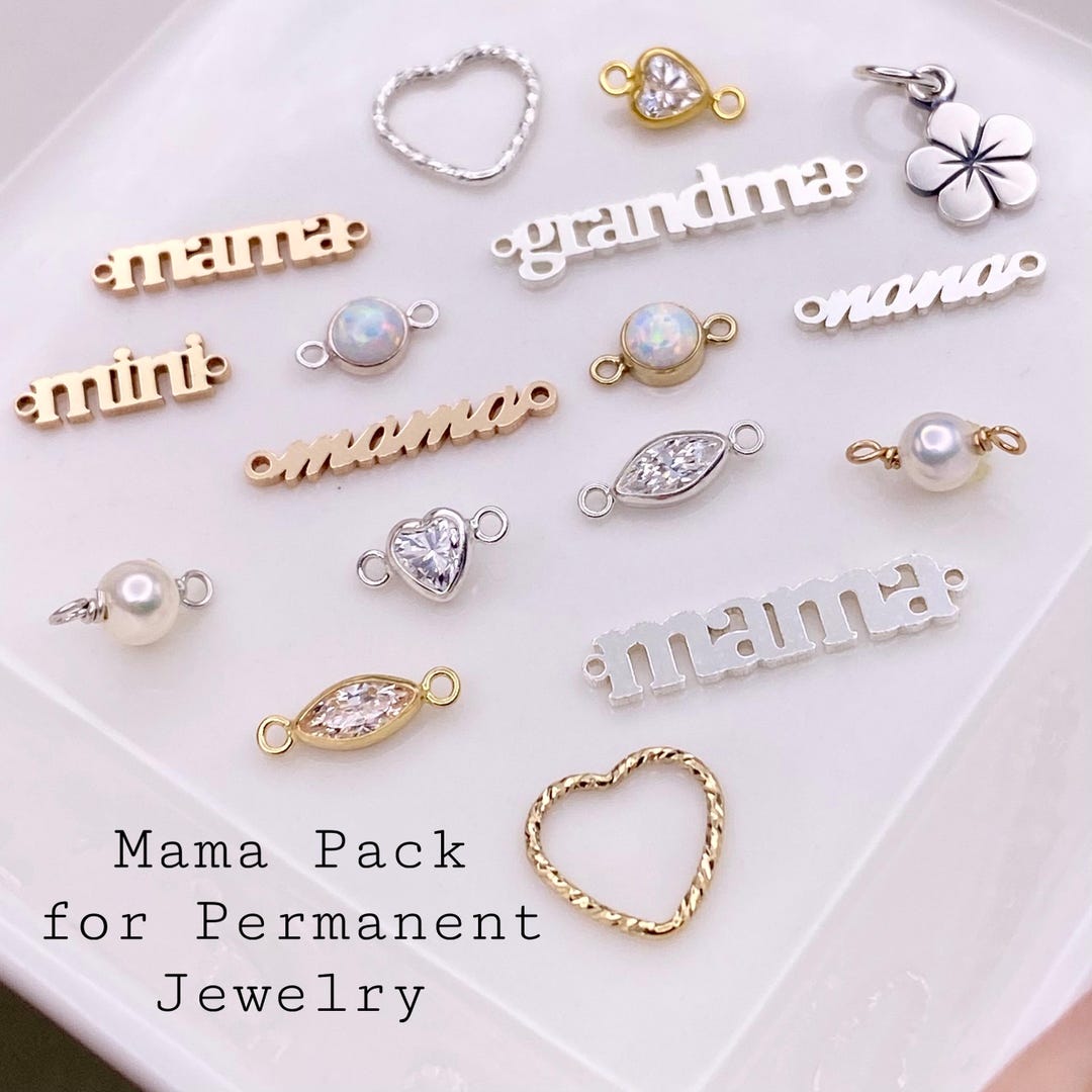 Mama Pack Permanent Jewelry Connector Charms - Set for Bracelets ...