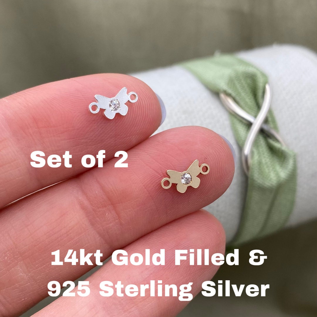 Set of 2 X Butterfly Connectors - TINY 14kt Gold Filled or Sterling ...