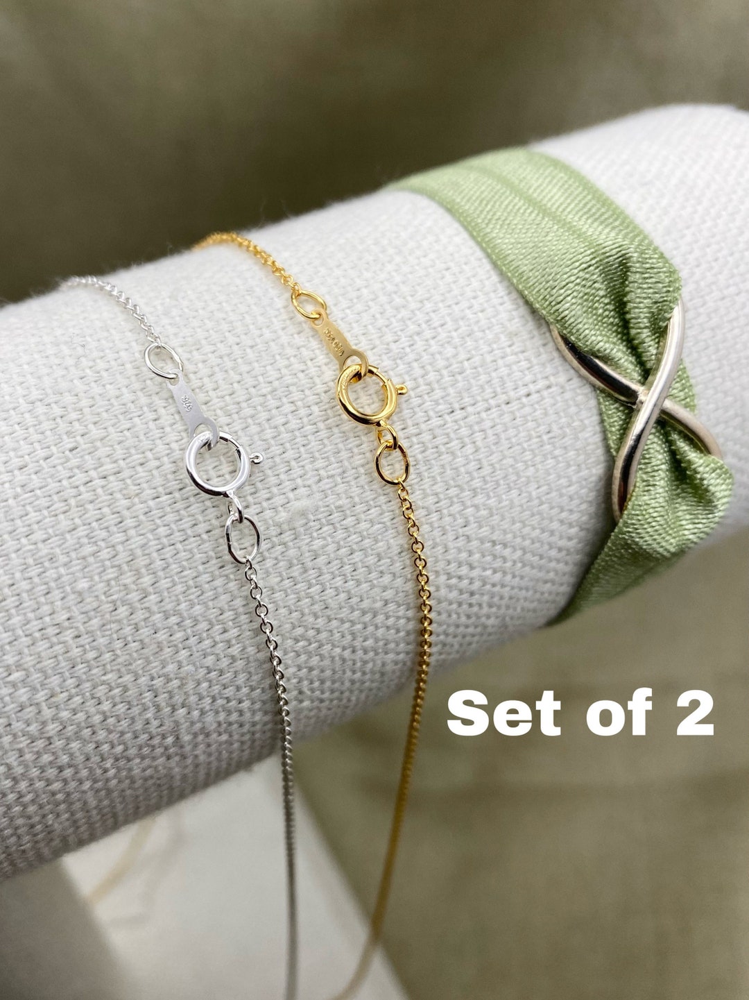 Set of 2 X Finished Necklace Chains With Clasp 14kt Gold Filled Dainty ...