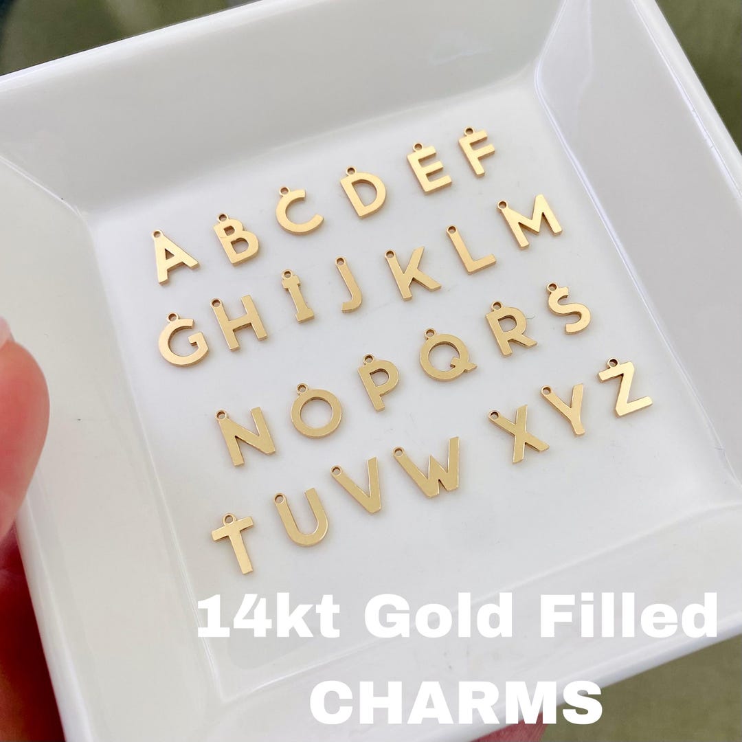 Letter CHARMS - 6mm 14kt Gold Filled Alphabet Initial Charm Drops ...