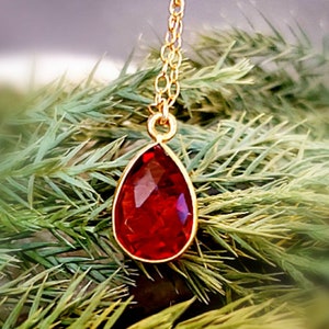 January Birthstone Necklace, January Garnet Necklace, Dainty Red Garnet ...