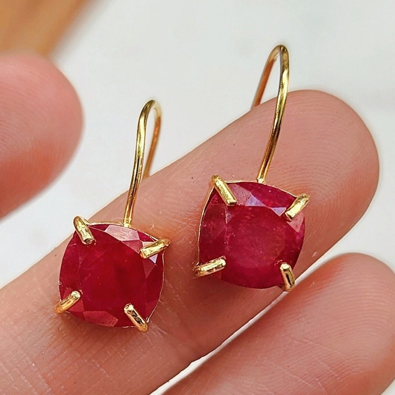 Gold Ruby Earrings - Etsy