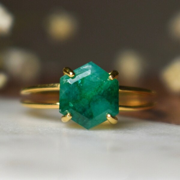 Raw Emerald Ring - Etsy