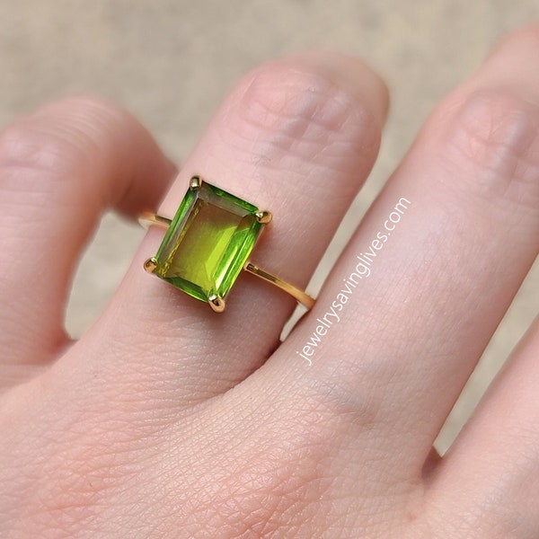 Emerald Cut Peridot - Etsy