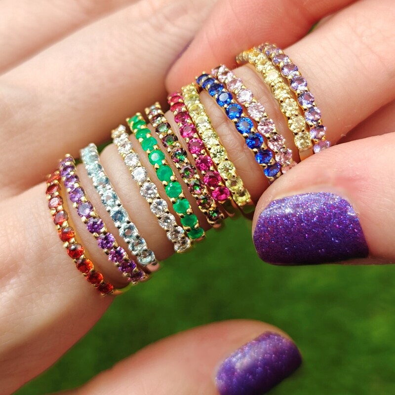 Stackable Birthstone Rings - Etsy