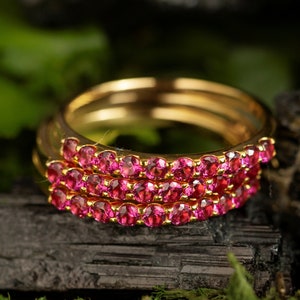 Ruby Eternity Band, Ruby Ring, Natural Ruby Half Eternity Band, Red ...
