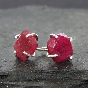 Natural Ruby Earrings, Square 8mm Genuine Bright Red Ruby Stud, Natural ...