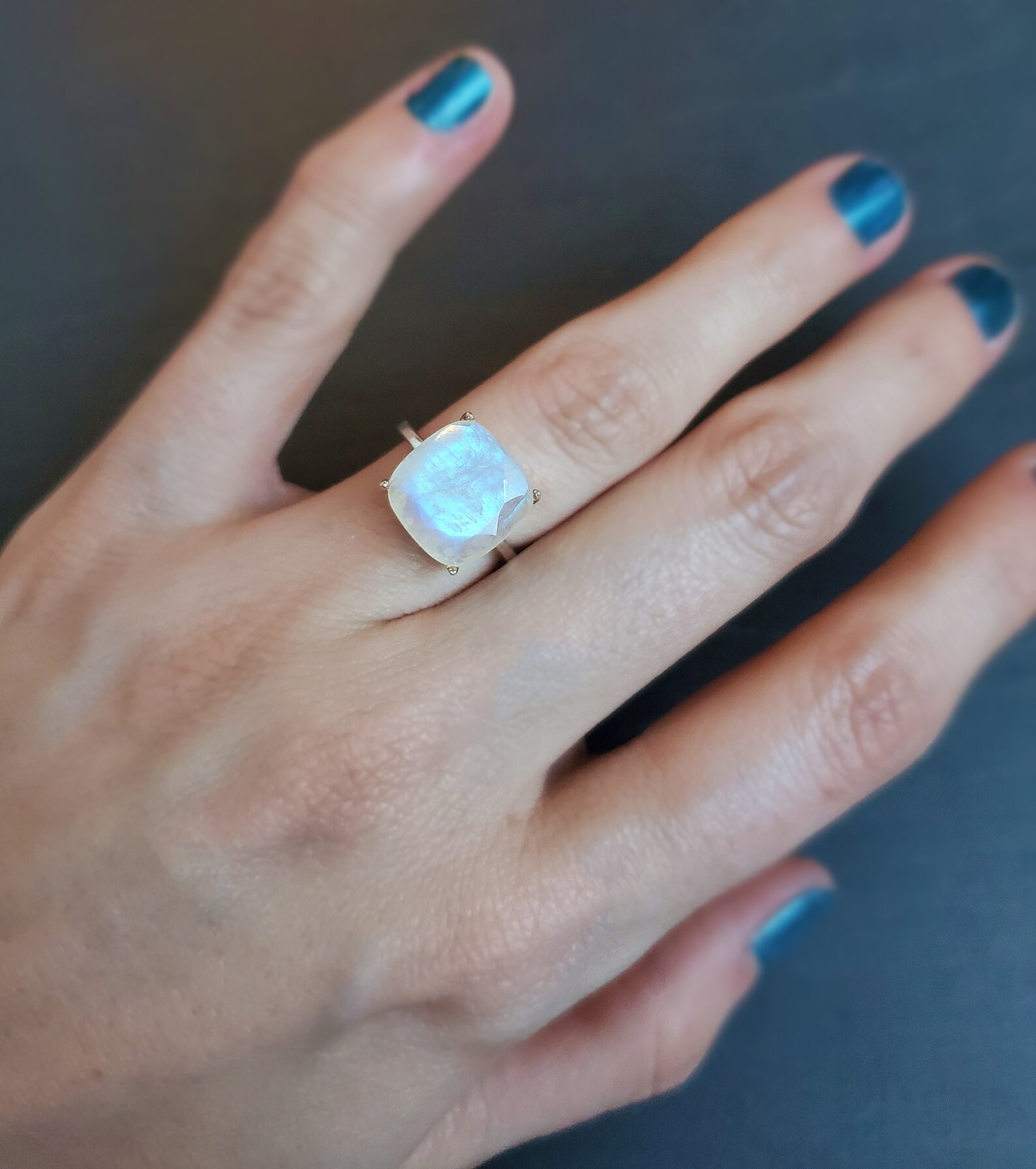 Statement Moonstone Ring Vintage Square Moonstone Ring - Etsy
