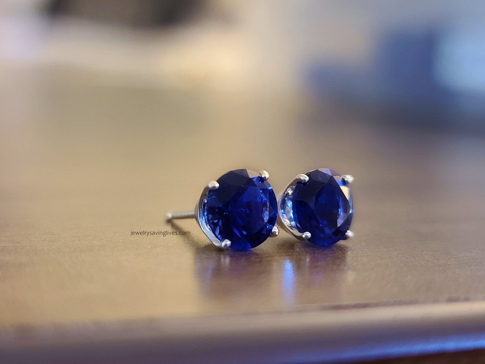 Sapphire Stud Earrings Radiant Deep Blue Sapphire Studs - Etsy