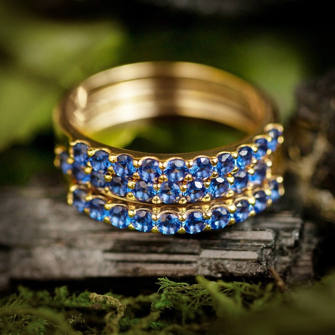 Sapphire Eternity Band, Sapphire Ring, Natural Sapphire Half Eternity ...