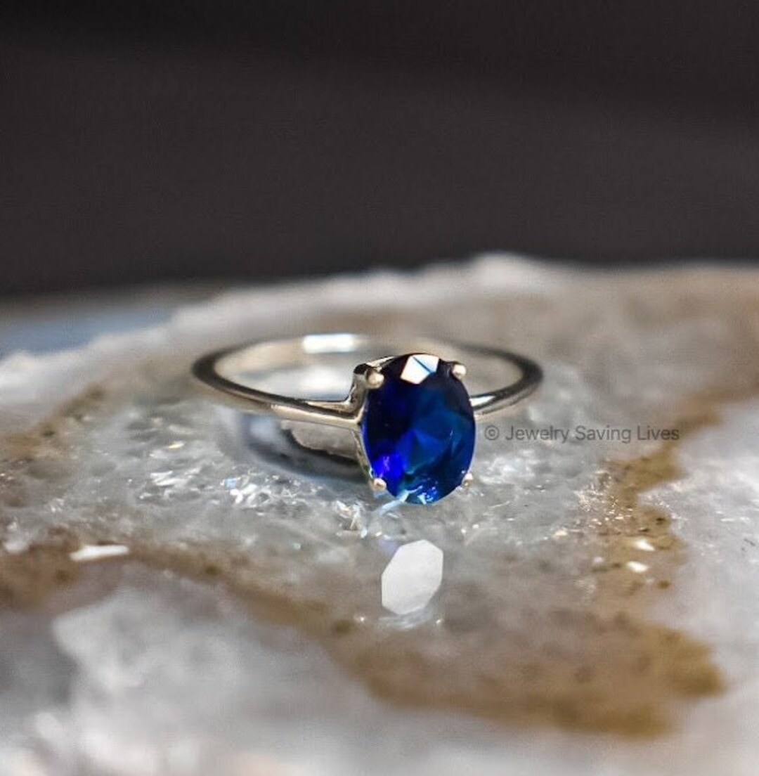 Natural Sapphire Ring, Oval Sapphire Engagement Ring, Oval Cut ...