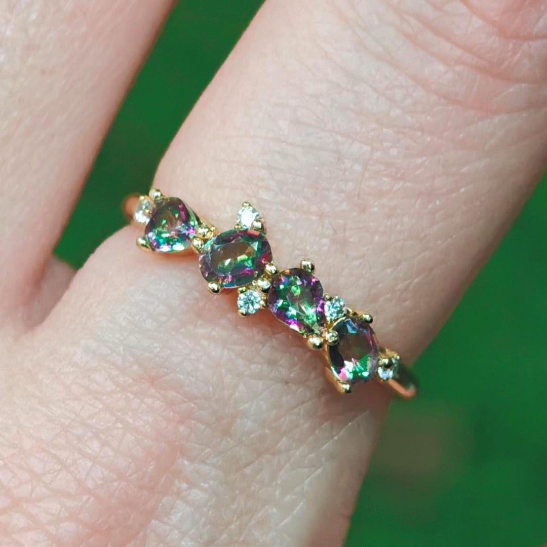 Alexandrite Cluster Band, Cluster Alexandrite Ring, Genuine 4 Stone ...