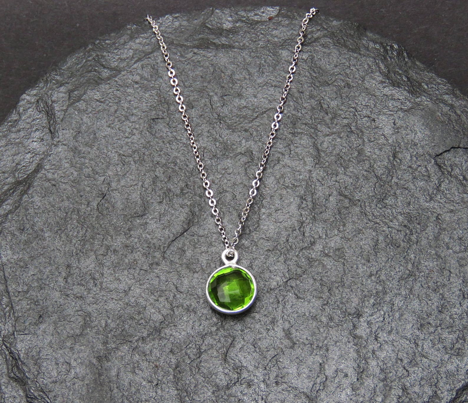 Dainty Peridot Necklace Genuine Peridot Bright Green | Etsy