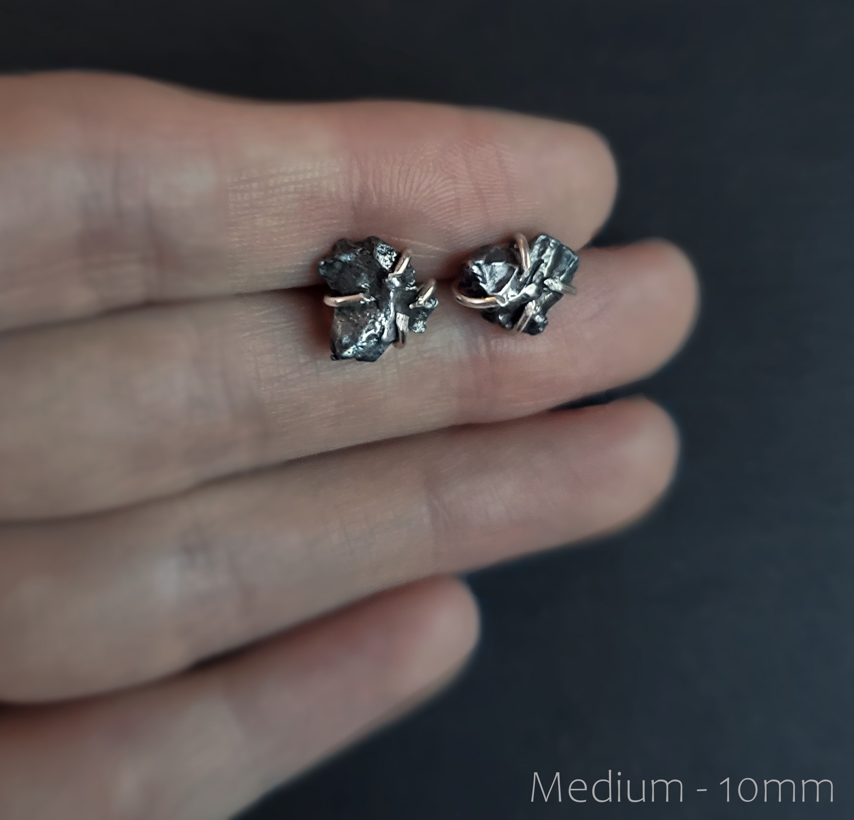 Meteorite earrings Real meteorite studs Meteorite earrings | Etsy