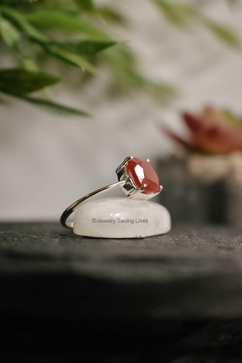 Carnelian Square Ring Square Coffee Ring Pumpkin Spice Ring | Etsy