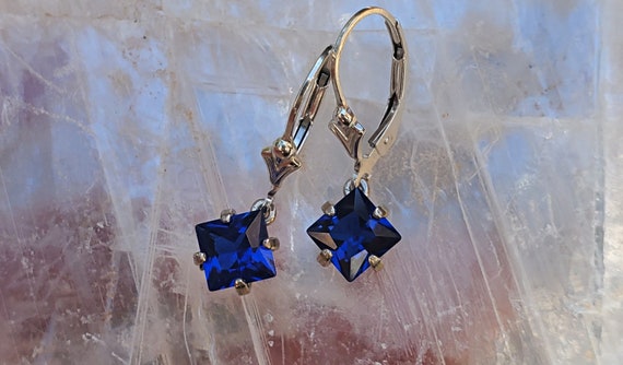 Square sapphire earrings store