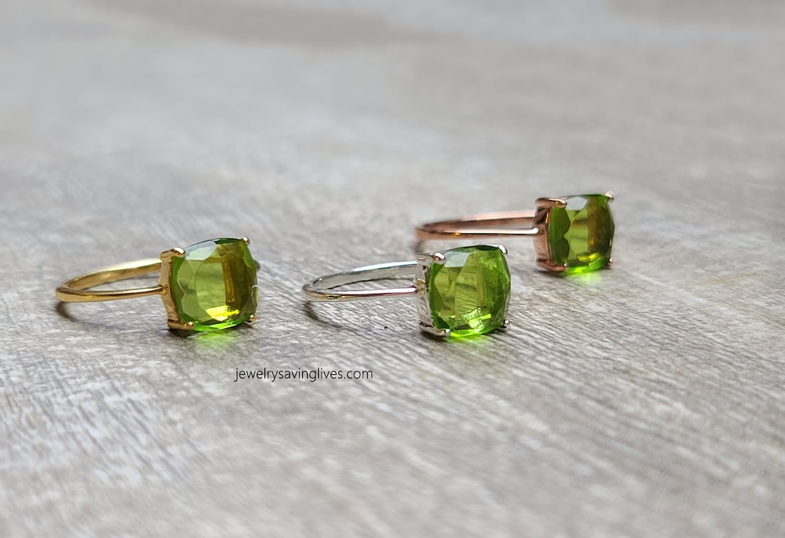 Unique natural peridot ring peridot ring solitaire stacking | Etsy