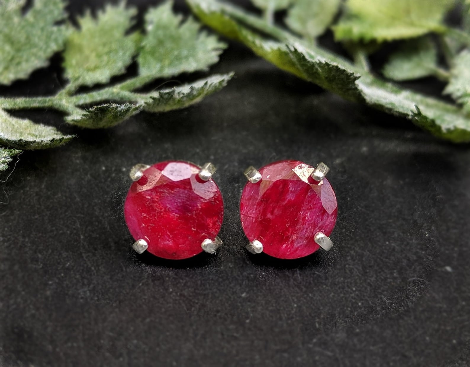 Natural Dark Red Ruby Earring Deep Red Genuine Ruby Studs | Etsy