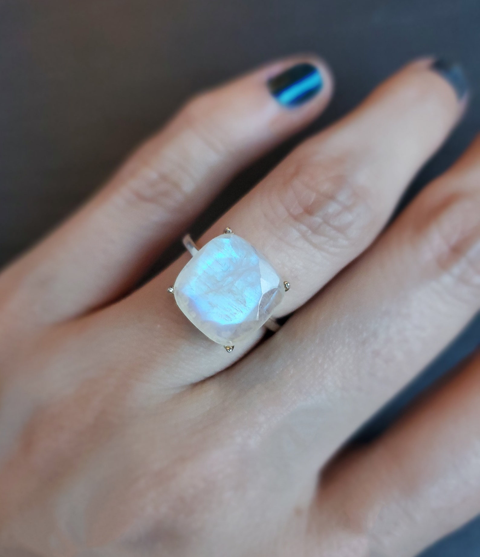 Statement Moonstone Ring Vintage Square Moonstone Ring - Etsy