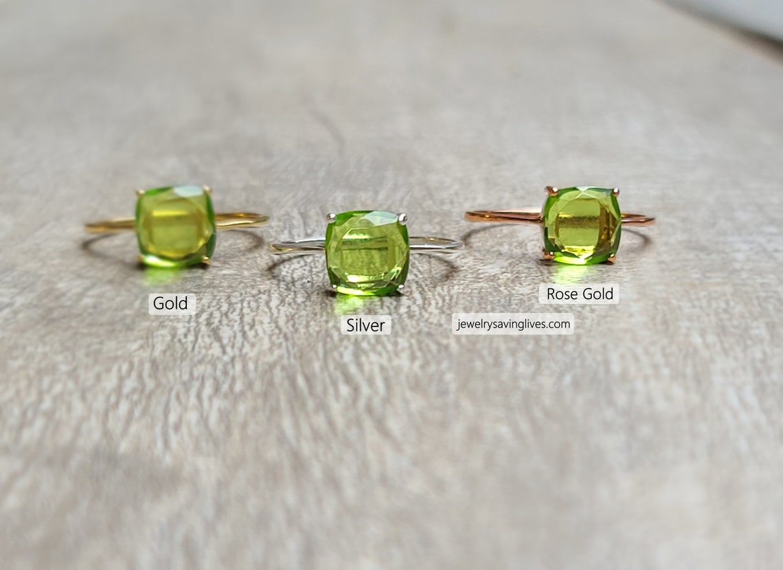 Unique natural peridot ring peridot ring solitaire stacking | Etsy