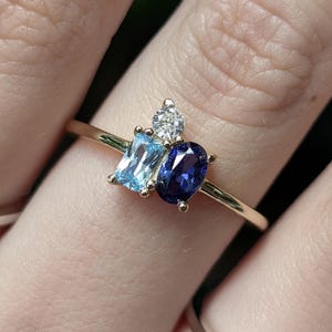 Custom 3 Stone Birthstone Ring, Three Stone Family Tree Ring ...