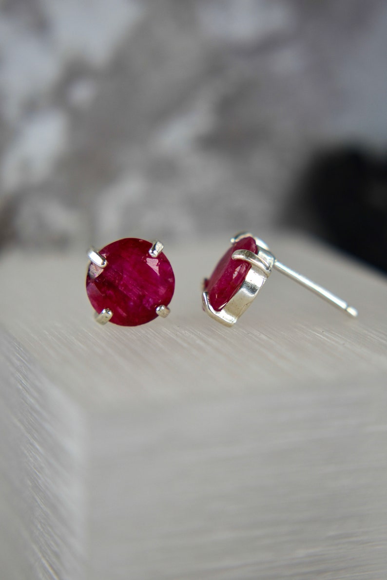 Natural Dark Red Ruby Earring Deep Red Genuine Ruby Studs - Etsy