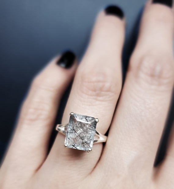 Rutilated Quartz Engagement Ring Modern Engagement Ring - Etsy