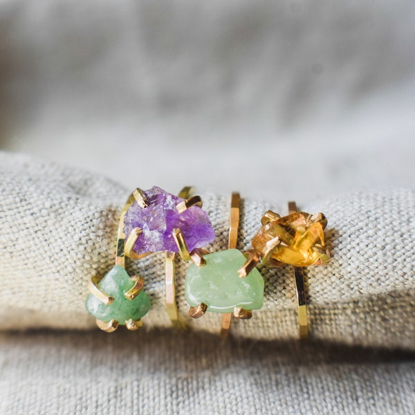 Raw Gemstone Ring - Etsy