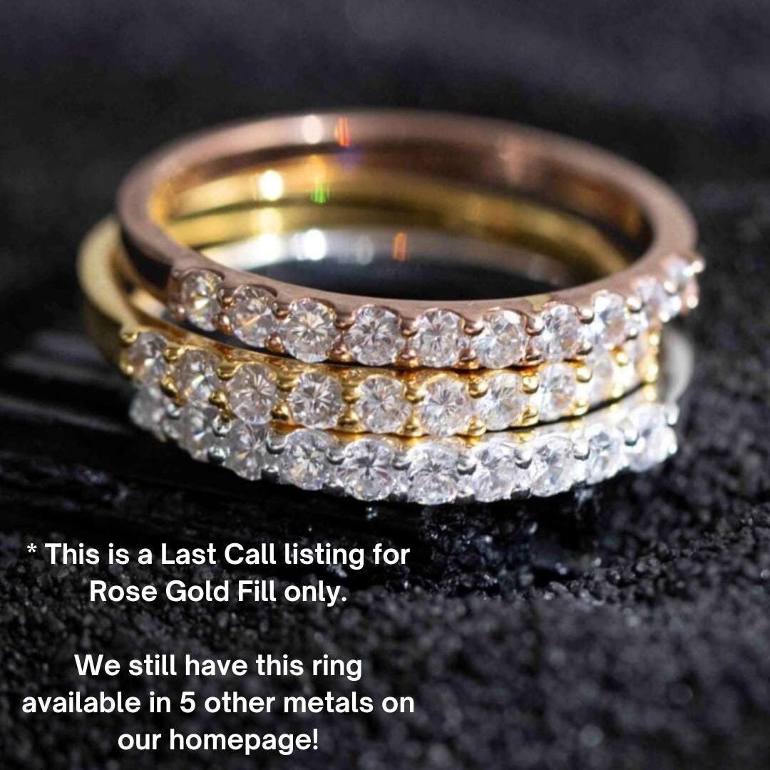 Clear Quartz Half Eternity Band, 14K Rose Gold Fill Ring - Etsy